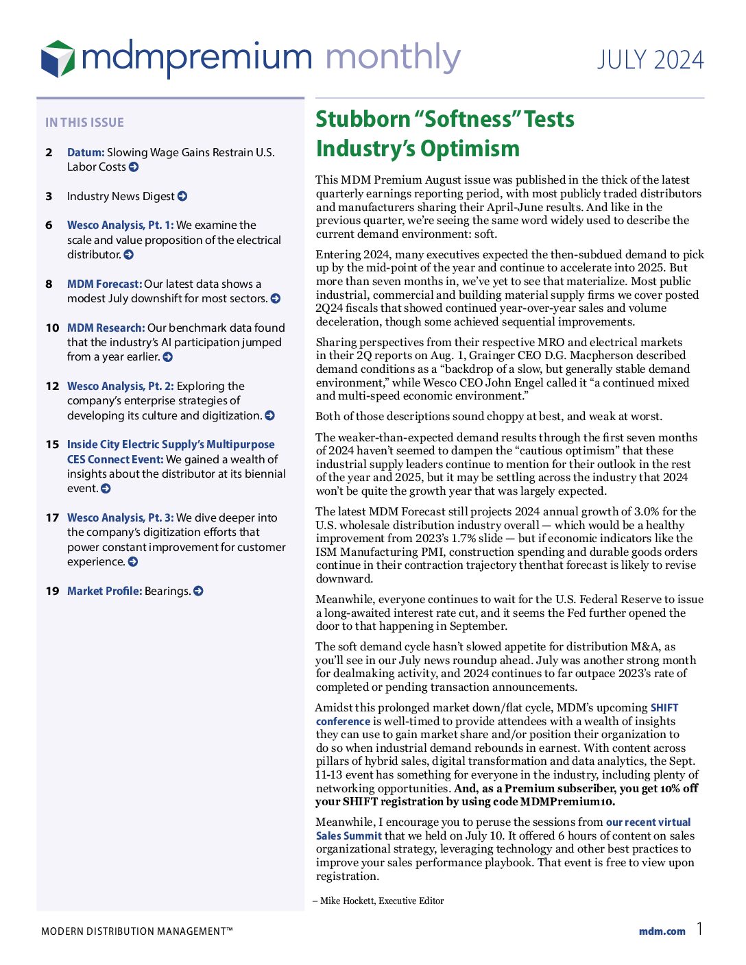 July 2024 Premium Monthly Report - Modern Distribution Management